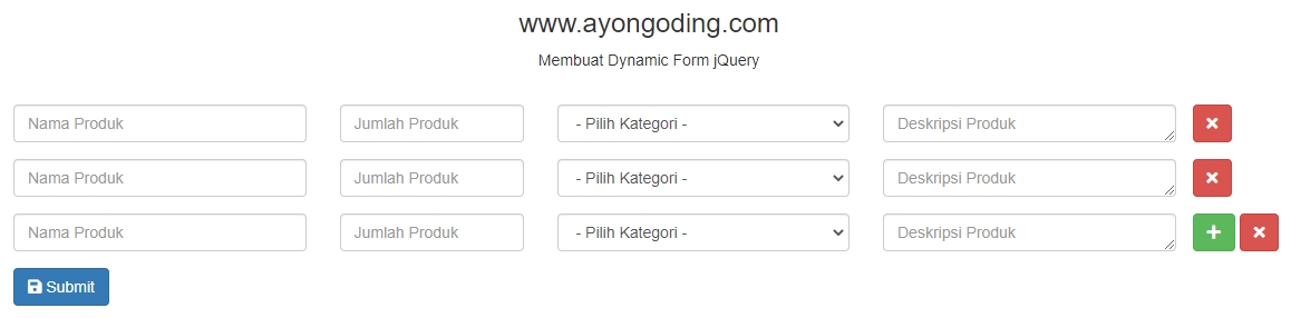 Membuat Dynamic Form jQuery - Ayo Ngoding