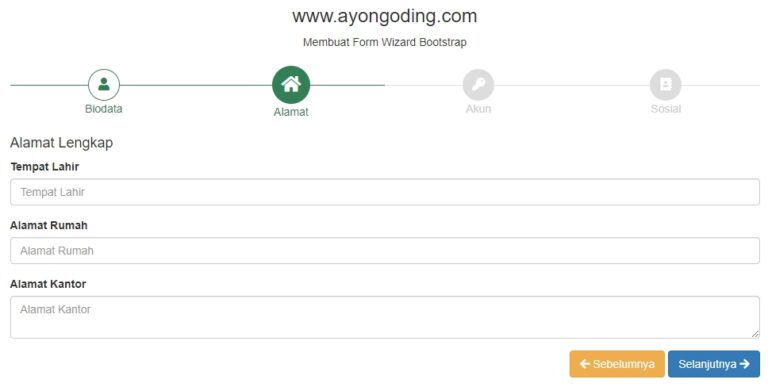 Membuat Form Wizard Bootstrap - Ayo Ngoding