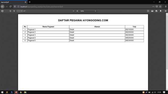 Membuat Laporan Pdf dengan Fpdf di CodeIgniter - Ayo Ngoding
