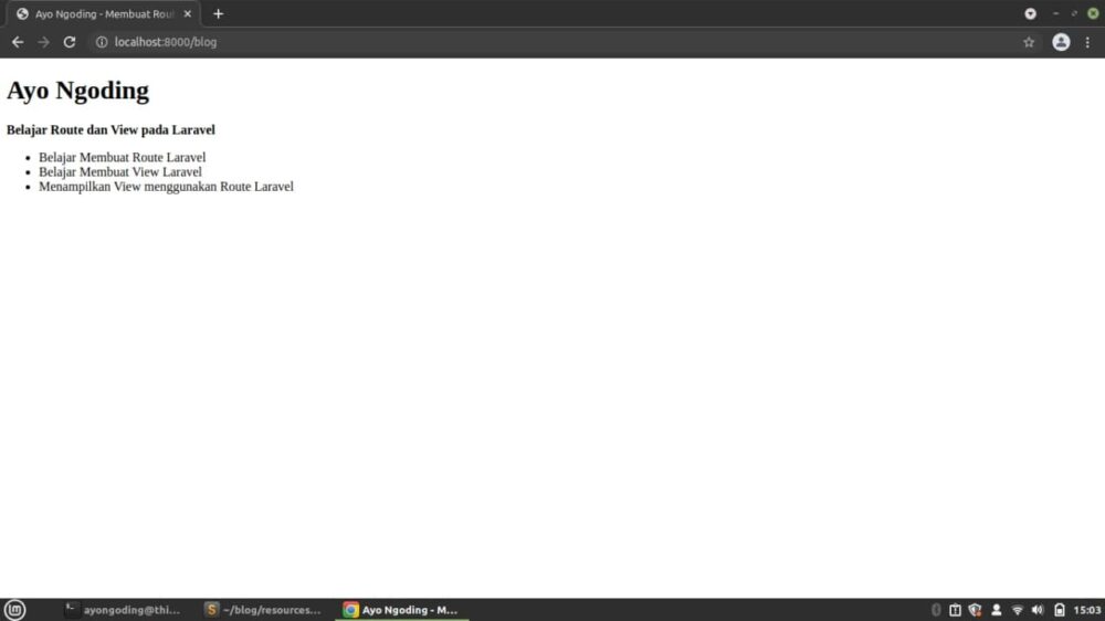 Membuat Route dan View pada Laravel - Ayo Ngoding