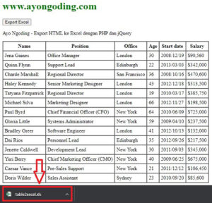 Export HTML ke Excel dengan PHP dan jQuery - Ayo Ngoding